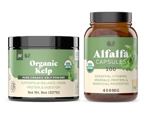 Complete Natural Products Kelp & Alfalfa Bundle - Supports Thyroid & D