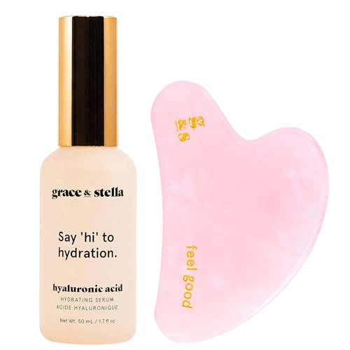 Grace and Stella Skin Care Set - Hydrating Serum & Gua Sha Tool for Re